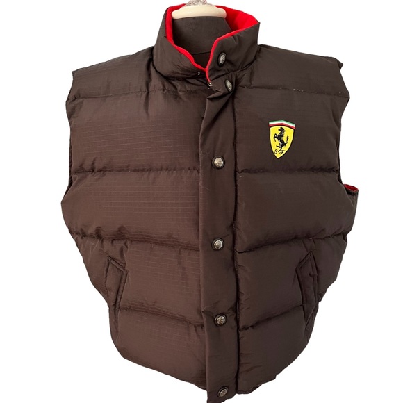 Ferrari | Jackets & Coats | Ferrari Black Down Puffer Vest Red Lining ...